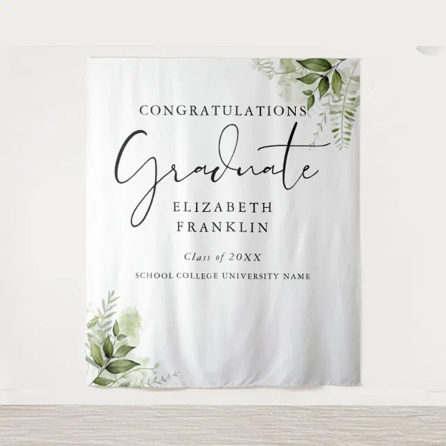 Greenery Floral Graduation Photo Booth Backdrop | Zazzle