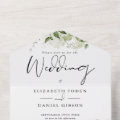 Greenery Floral Monogram QR Code Wedding All In One Invitation | Zazzle