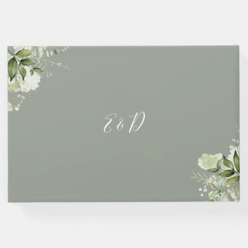 Greenery Floral Sage Green Wedding Guest Book | Zazzle