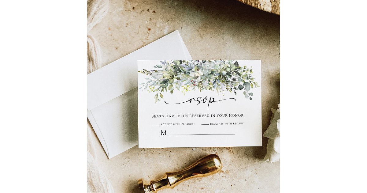 Greenery Floral Wedding Ceremony RSVP Card | Zazzle