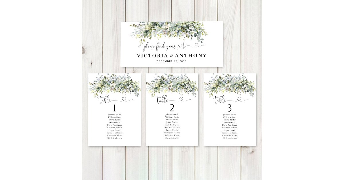 Greenery Floral Wedding Head Table Sign | Zazzle