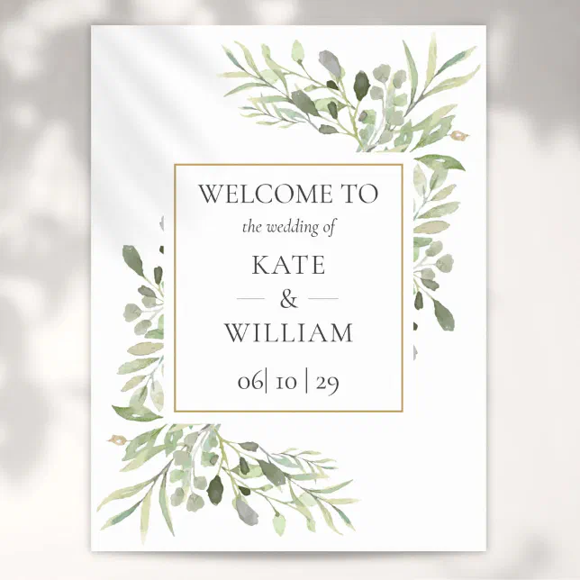 Greenery Floral Wedding Welcome Sign | Zazzle