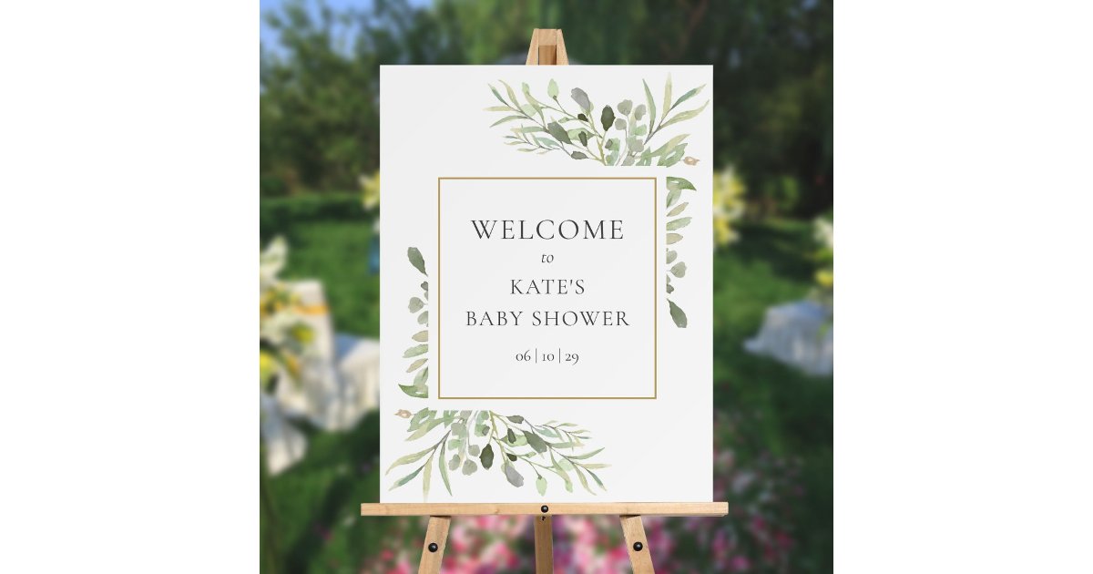 Greenery Foliage Baby Shower Welcome Sign | Zazzle
