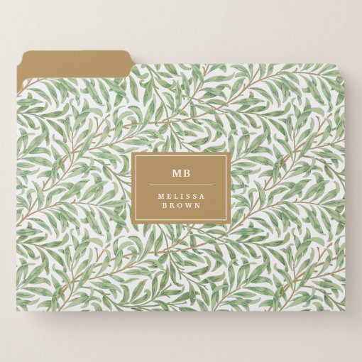 Greenery Foliage Botanical Pattern Green Orange File Folder | Zazzle