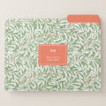 Greenery Foliage Botanical Pattern Green Orange File Folder | Zazzle