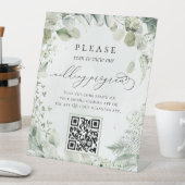 Greenery Foliage Botanical QR code Wedding Program Pedestal Sign | Zazzle