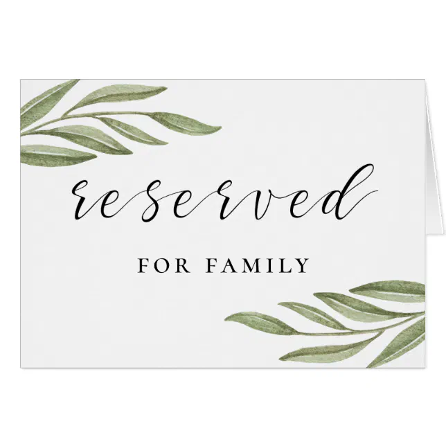Greenery foliage calligraphy wedding reserved sign | Zazzle