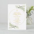 Greenery Foliage First Holy Communion Gold Foil Invitation | Zazzle