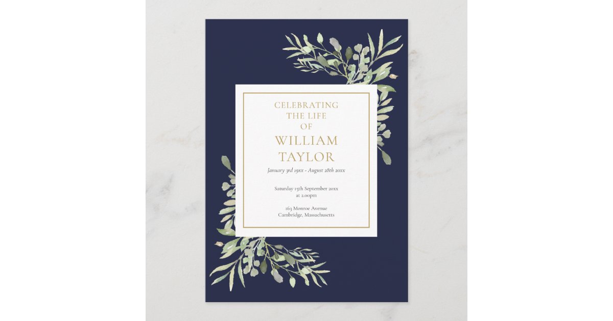 Greenery Foliage Funeral Memorial Order Of Service Program | Zazzle