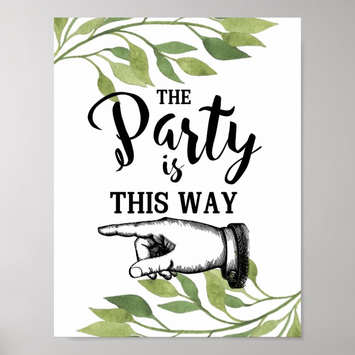 greenery foliage THIS WAY FINGER POINTING SIGN | Zazzle.com