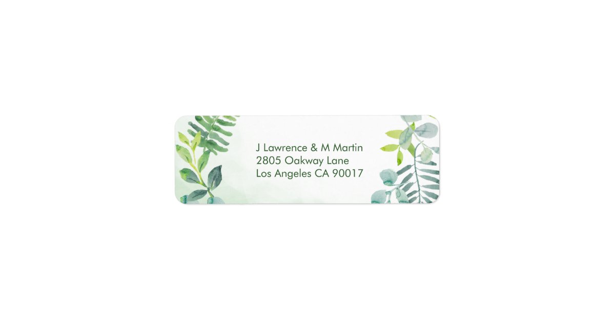 Greenery Foliage Watercolor Address Labels | Zazzle