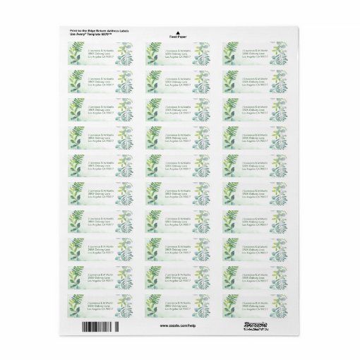 Greenery Foliage Watercolor Address Labels | Zazzle