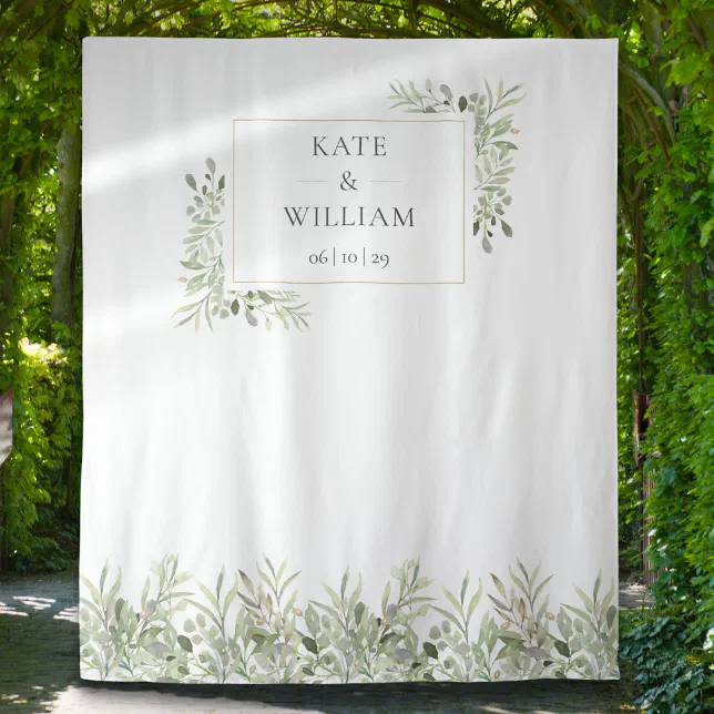 Greenery Foliage Wedding Photo Booth Backdrop | Zazzle