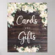 Greenery foliage wood rustic cards and gifts sign | Zazzle
