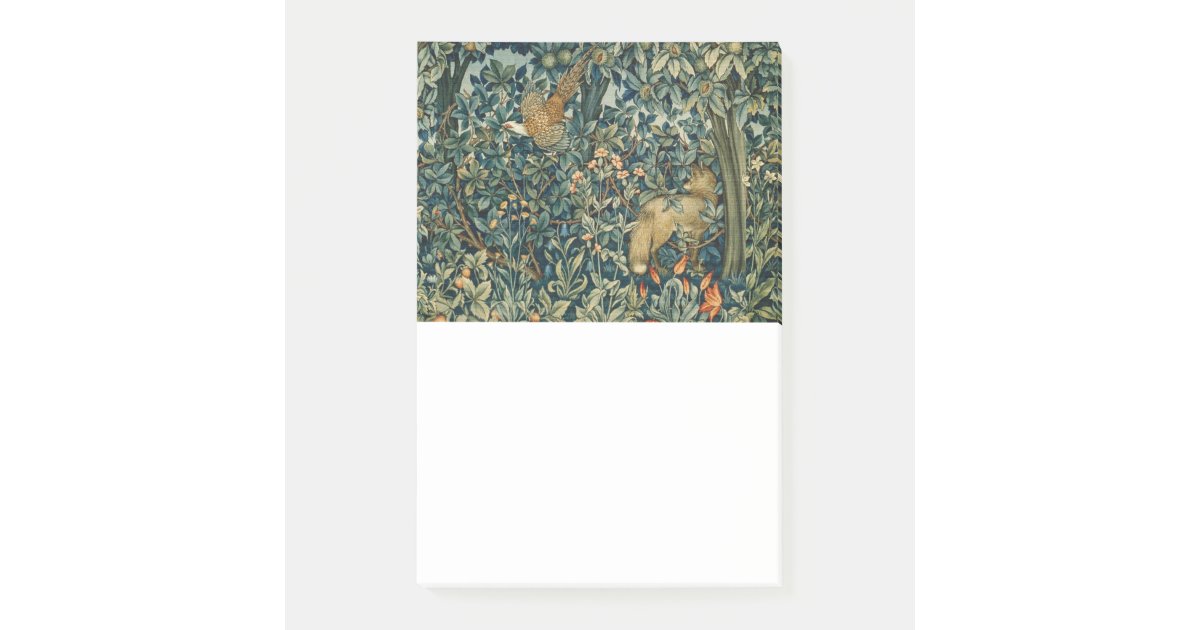 GREENERY,FOREST ANIMALS Fox ,Pheasant,Green Floral Post-it Notes | Zazzle
