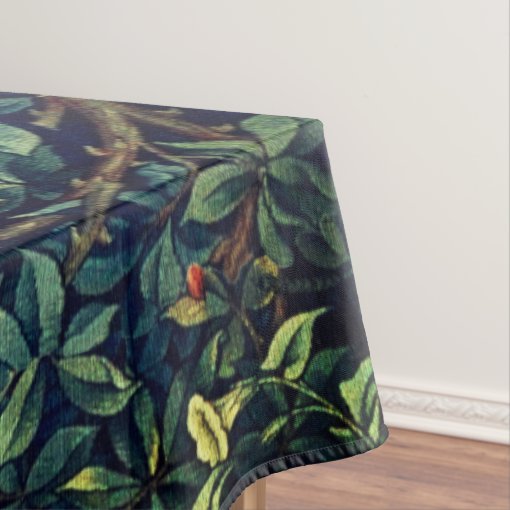 GREENERY,FOREST ANIMALS Pheasant ,Fox,Green Floral Tablecloth | Zazzle