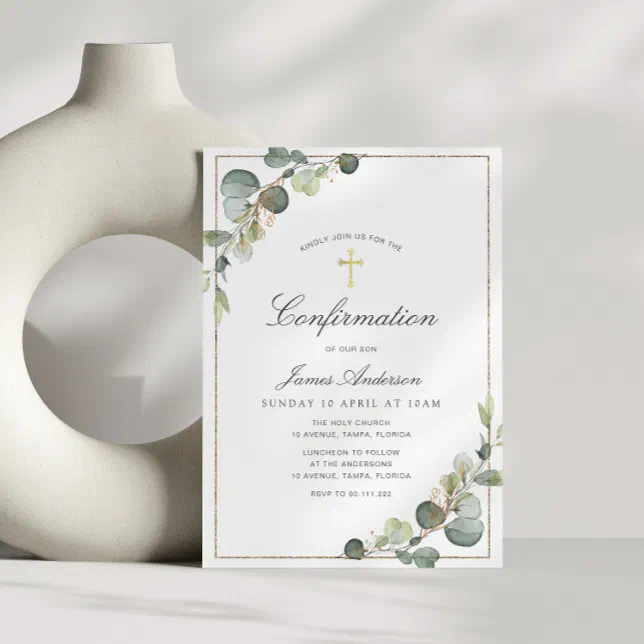 greenery frame confirmation invitation | Zazzle