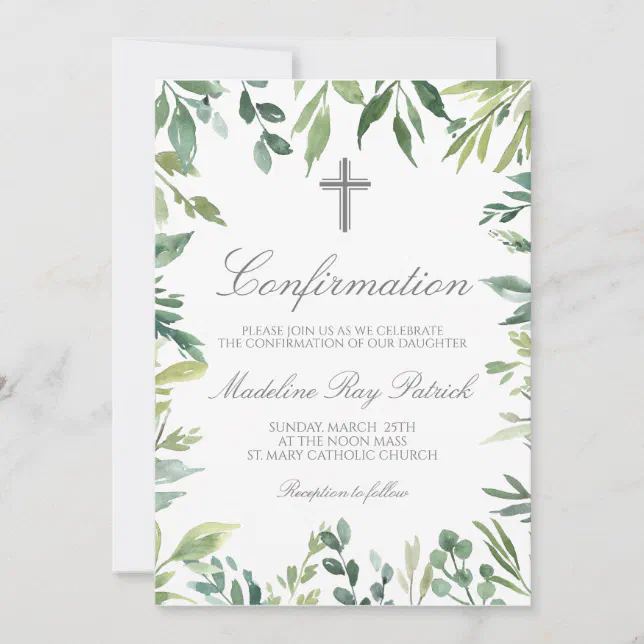Greenery Frame Confirmation Invitation | Zazzle