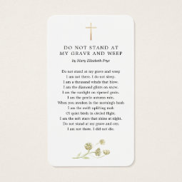 Greenery Funeral Memorial Poem Card | Zazzle