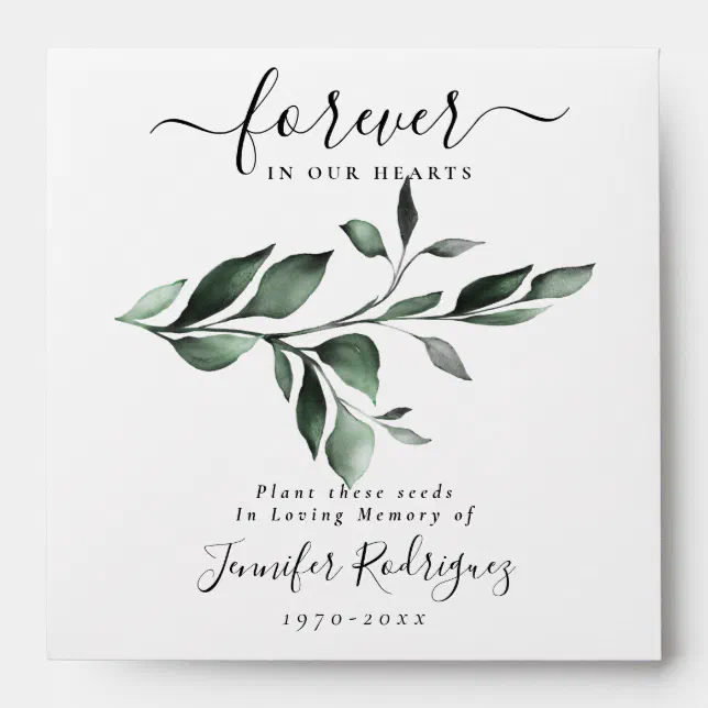 Greenery Garden Seed Packet Memorial Funeral Envelope | Zazzle