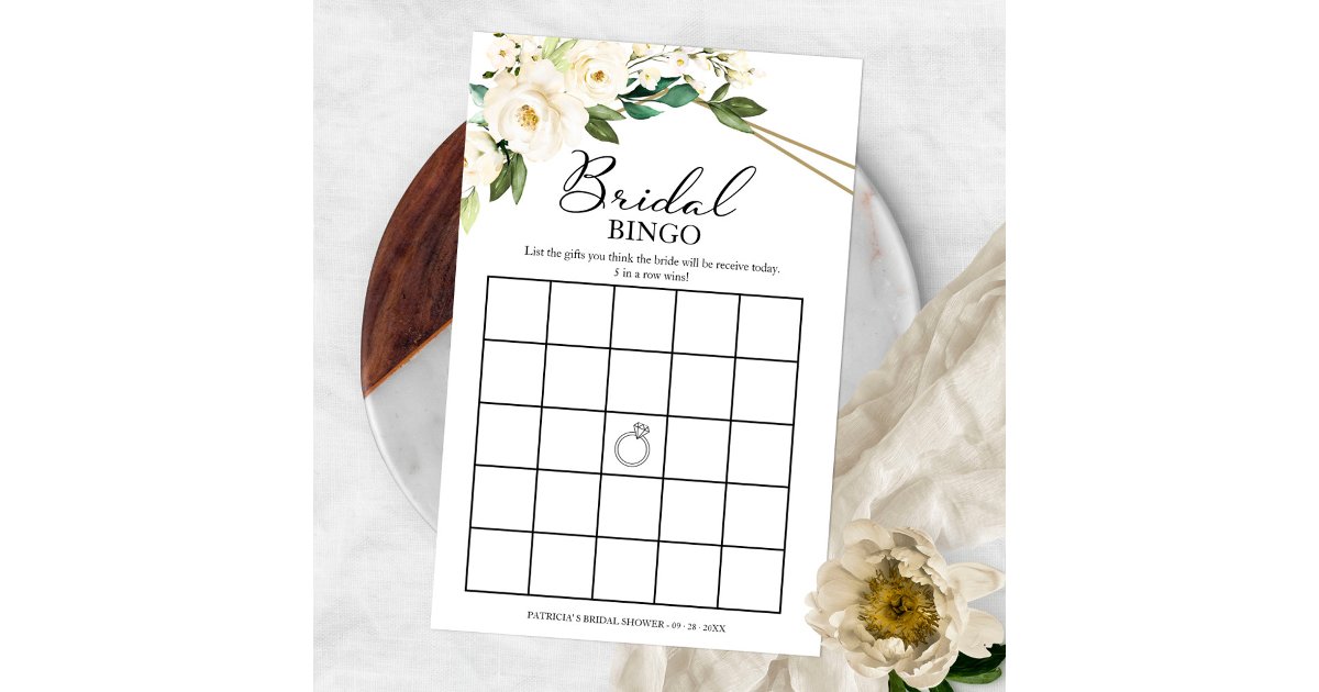 Greenery Geometric Floral Bridal Shower Bingo Flyer | Zazzle