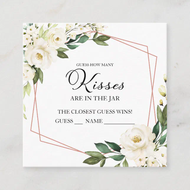 Greenery Geometric Guess How Many Kisses Cards | Zazzle