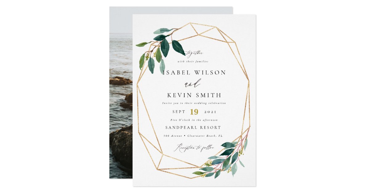 Greenery Geometric wedding Invitation | Zazzle.com