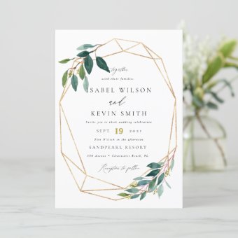 Greenery Geometric wedding Invitation | Zazzle