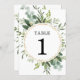 Greenery gold eucalyptus 5"x7" table numbers | Zazzle