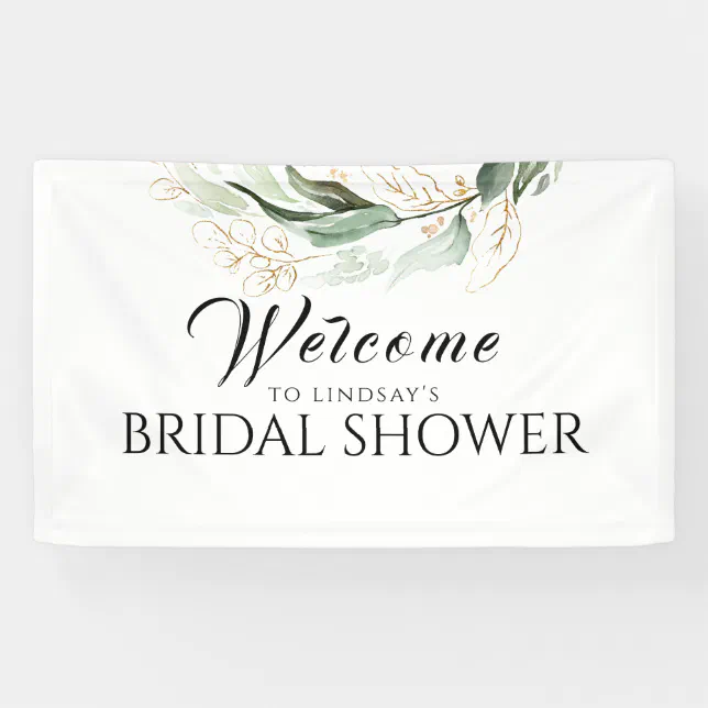 Greenery Gold Eucalyptus Bridal Shower Welcome Banner | Zazzle