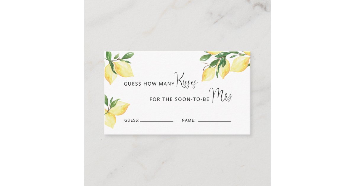 Greenery Guess How Many Kisses Game Enclosure Card | Zazzle