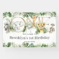 Greenery Jungle Animals 1st Birthday ONE Welcome Banner | Zazzle