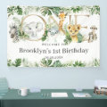 Greenery Jungle Animals 1st Birthday ONE Welcome Banner | Zazzle