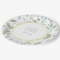 Greenery Laurel Garland Faux Gold Foil Wedding Paper Plates | Zazzle