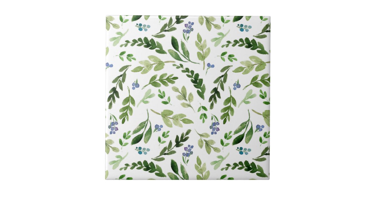 Greenery Leaf Pattern Modern Simple Cute Ceramic Tile | Zazzle