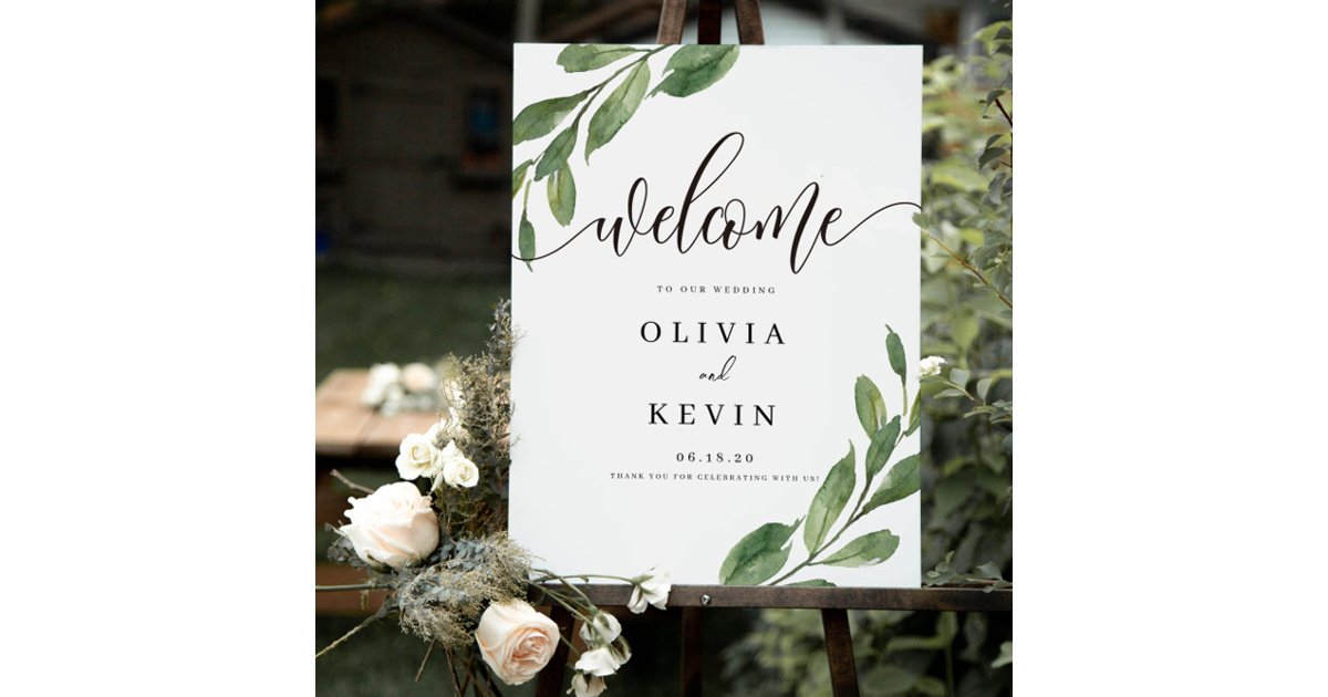 Greenery Leaf Welcome Sign Foam Board | Zazzle