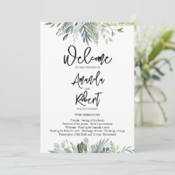 Greenery Leaves Wedding Ceremony Program | Zazzle