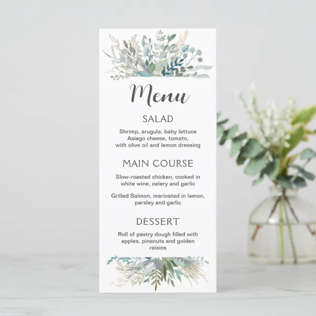 Greenery menu | Zazzle