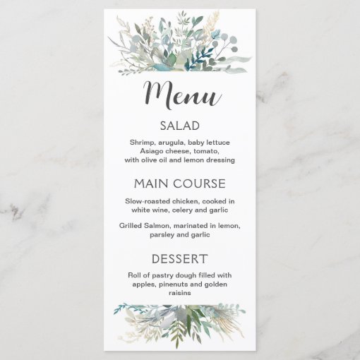 Greenery menu | Zazzle