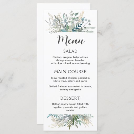Greenery menu | Zazzle