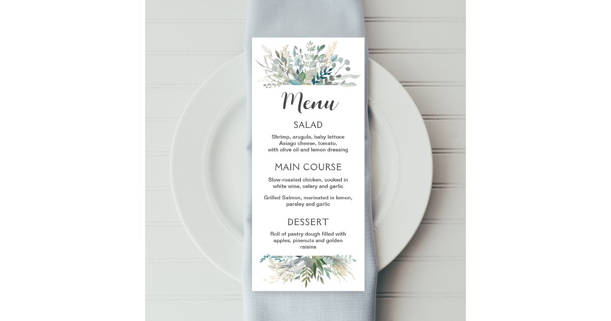 Greenery menu | Zazzle