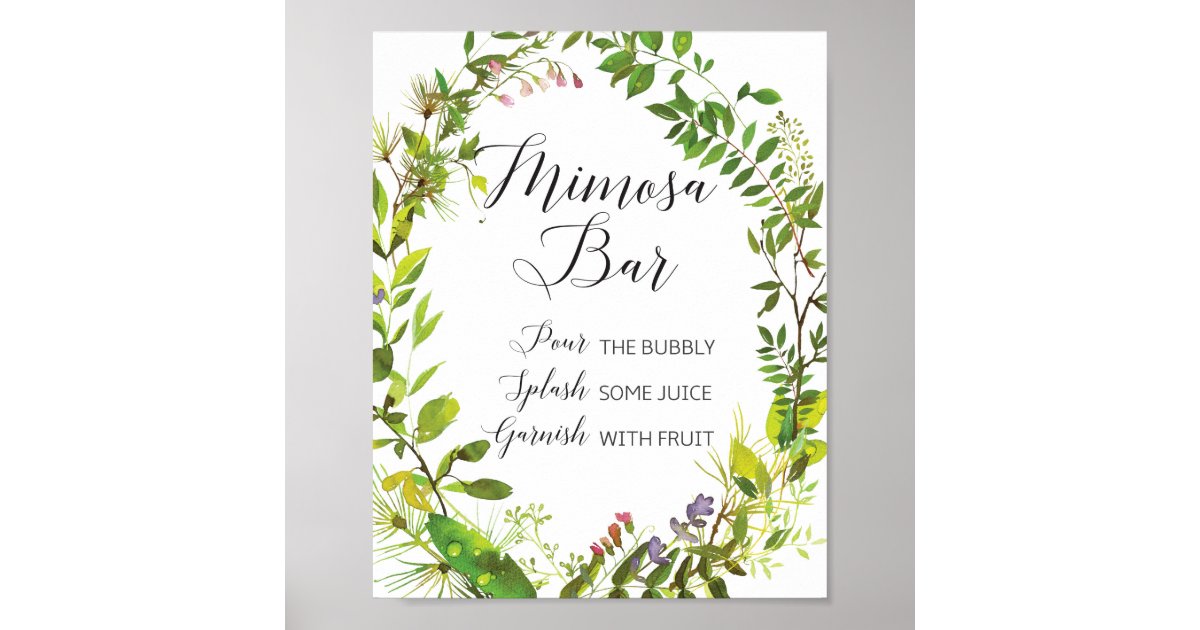 Greenery Mimosa Bar Sign | Zazzle