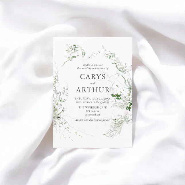 Greenery Modern Botanical Wedding Invitation | Zazzle