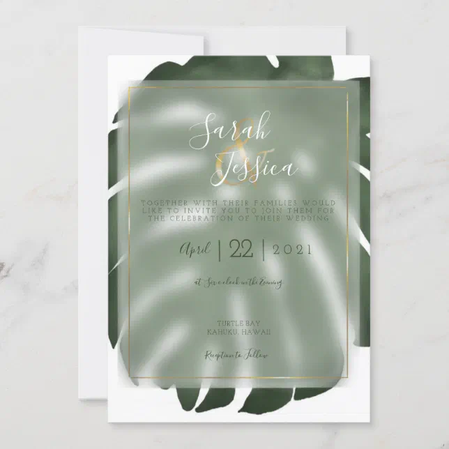 Greenery Monstera Tropical Water Color Invitation | Zazzle