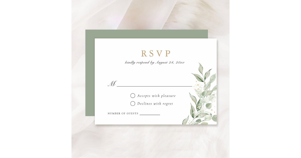 Greenery Olive Leaves Branch Baby's Breath RSVP Invitation | Zazzle
