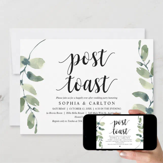 Greenery, Post Toast Wedding Party Invitation | Zazzle