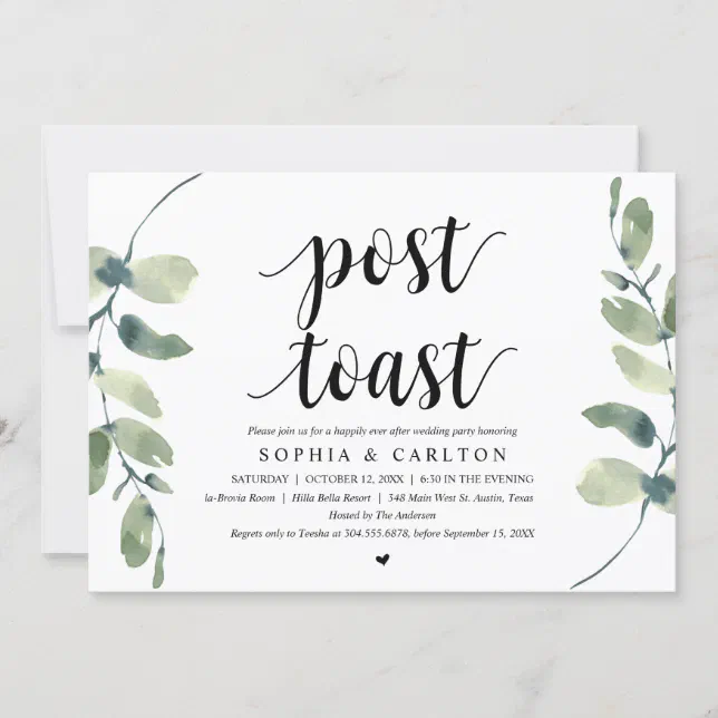 Greenery, Post Toast Wedding Party Invitation | Zazzle