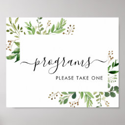 Greenery Programs Please Take One Sign | Zazzle