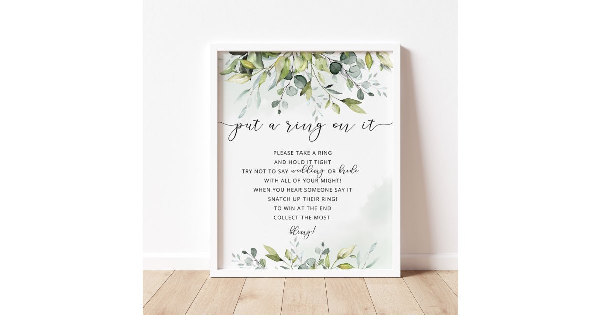 Greenery put a ring on it game poster | Zazzle