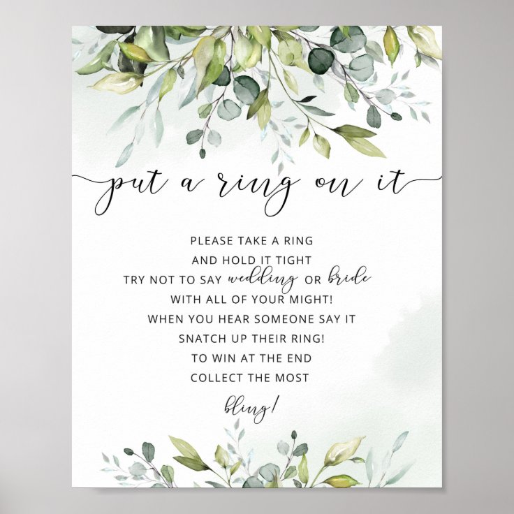 Greenery put a ring on it game poster | Zazzle
